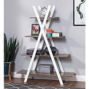 Convenience Concepts Oxford A Frame Bookshelf, Driftwood/White