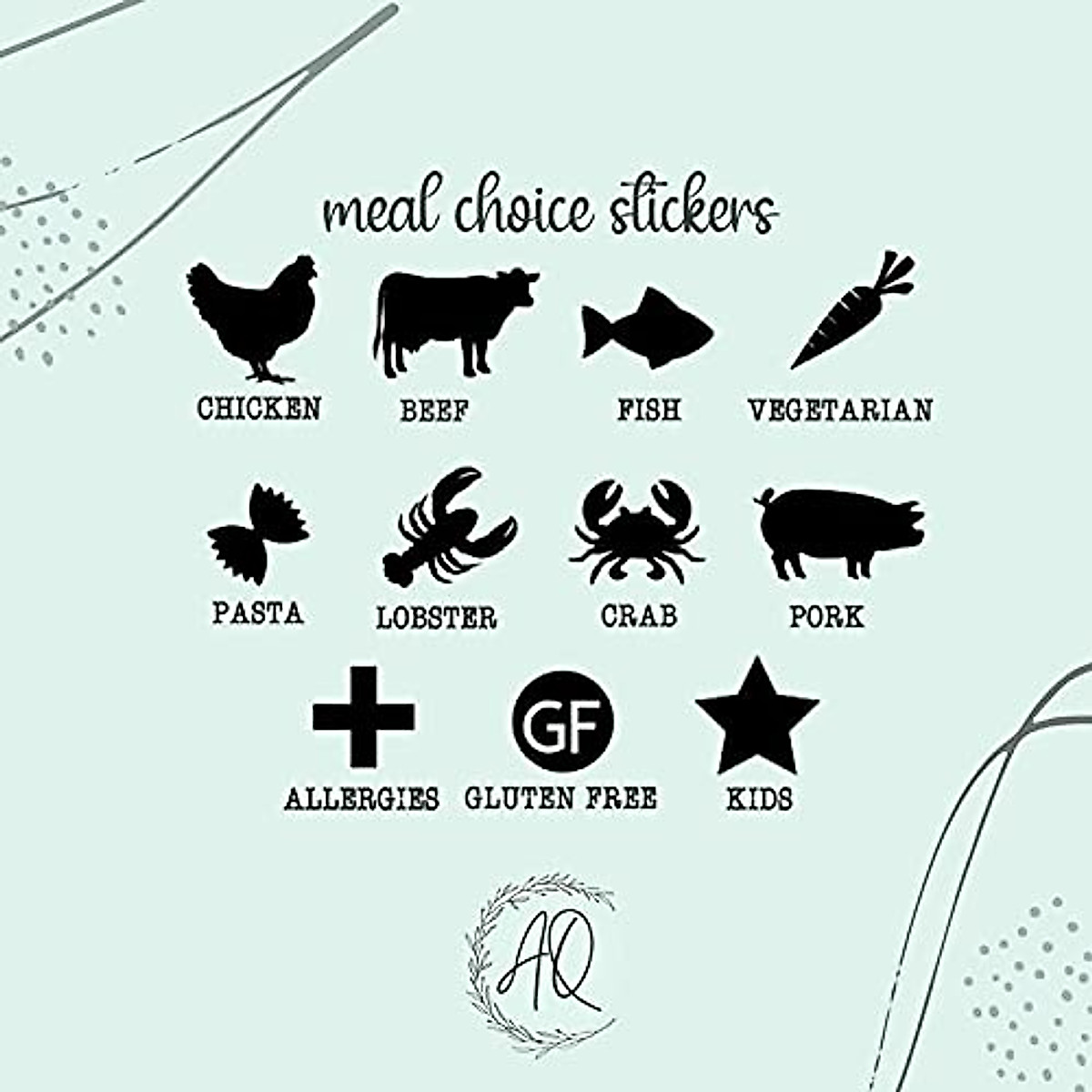 Meal Choice Stickers (Set of 10) - Wedding Meal Stickers - Place Card Meal Stickers - Wedding Meal Indicator - Food Choice Sticker (0.5 inch, Chicken, Gold)