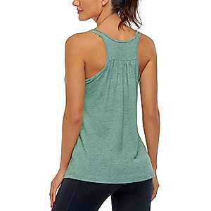 Hibelle Women's Summer Workout Tank Top, Built-in Bra Yoga Racerback, Loose Fit Gym Activewear XXL Green