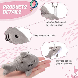 Chalyna 12 Pcs Shark Party Favors Mini Shark Stuffed Animal Shark Plush Toys Shark Keychain Tiny Ocean Animal Toys, 4.7 Inch(No Light,Gray)