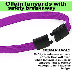 Ollain Lanyard with Safety Breakaway Buckle 50 Pack Lanyards Badge Clip Bulk Flat Lanyards for Id Badges Name tag (Purple)