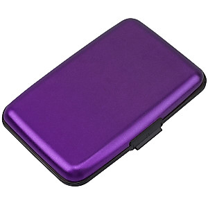 Coco Rossi Mini Credit Card Holder for Women,RFID Blocking Slim Hard Card Case ID Case Travel Wallet, Dark Purple.