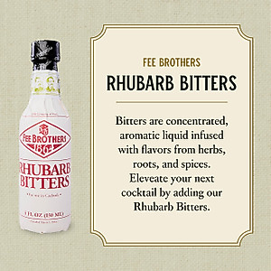 Fee Brothers Rhubarb Cocktail Bitters - Aromatic Cocktail Mixer and Concentrated Flavoring, Gluten Free, Vegan-Friendly, 5 fl oz