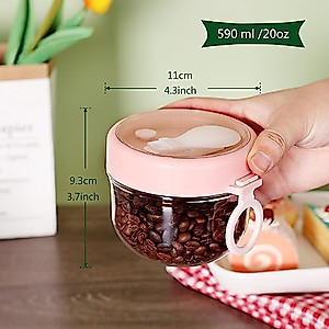 CZFWin Overnight Oat Containers with Lids and Spoons,4 Pack 20oz Yogurt Jars, Overnight Oats Jars Oatmeal Salad Jars with Lids Prep Containers Cups for Breakfast On The Go Cups, 3 Colors