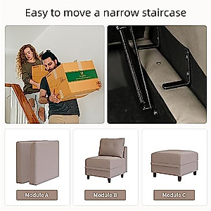 LLappuil Velvet Modular Sectional Sofa with Reversible Chaises, 7 Seater U Shape Sectional with Storage, Waterproof, Anti-Scratch and Antistatic Modular Couch for Living Room, Brown