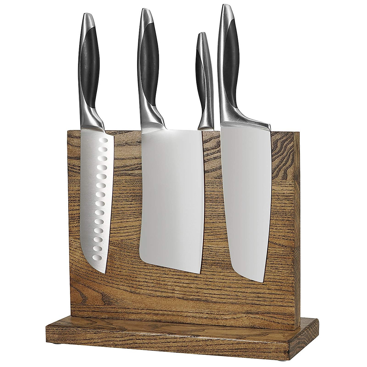 Magnetic Knife Block Wood Knives Storage Holder Double Side Magnet Magnetic Knife Board (Knives Not Included) Kitchen Cutlery Block with Anti Slip Pads Space Saver Magnetic Block Organizer