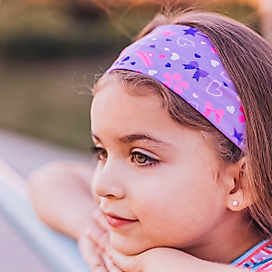 FROG SAC 3 Wide Headbands for Girls, Elastic Hair Bands for Kids, Soft Fabric Stretch Hair Accessories for Children, Cute Sports Yoga Girl Headband (Unicorn/Butterfly/Princess)