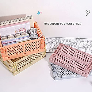 Collapsible Plastic Storage Bins, Collapsible Utility Bin Organization and Storage, Stackable Storage Bins Utility Folding Basket, Home Crate Box for for Home & Garage Organization (L, Pink)