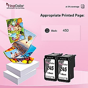 YingColor Remanufactured 245XL Ink Cartridge Replacement for Canon 245XL Black Ink for Canon Pixma MX492 TR4520 TR4522 TS3120 MG2420 MG2522 MX490 MG2920 MG2922 MG2520 IP2820 (2 Black)