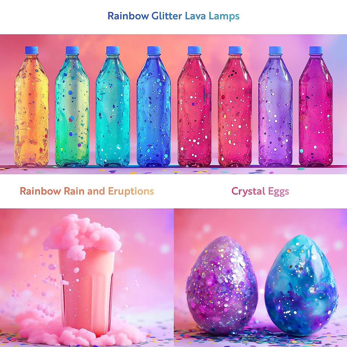 Playz Unicorn Slime & Crystals 100+ Science Experiments Kit Gift for Girls & Boys to Make Glow in The Dark Unicorn Poop, Snot, Fluffy Slime, Crystals, Putty, Arts & Crafts for Kids Age 8-12