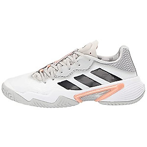 adidas Women's Barricade 12 Tennis Shoe, White/Silver Metallic/Ambient Blush, 8