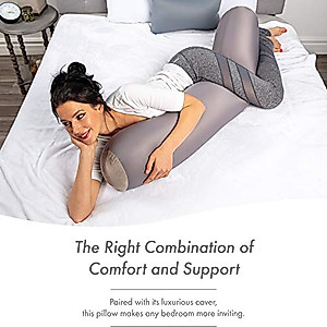 Case Only - Body Pillow Cover Stylish Silky Super Soft - 85% Spandex/ 15% Nylon, Beauty - Anti Wrinkle, Anti Aging Prevention - Breathable Pillowcase Design - Gentle on Hair Size 48 X 8, Stone Grey