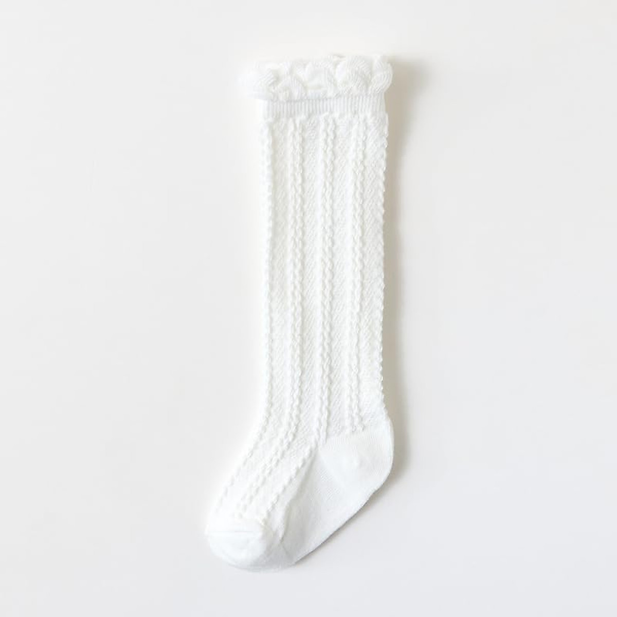 Toptim 4 Pairs Baby Toddlers Cable Knit Knee High Socks for Boy and Girls (Gray,White,Yellow,Navy Blue, 0-12 Months)