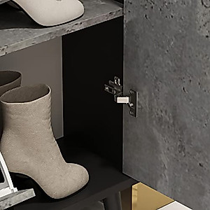 FUFU&GAGA Shoe Cabinet with 3 Flip Drawers & 1 Door for Entryway, Modern Shoe Storage Cabinet, Freestanding Shoe Rack Storage Organizer (Black/Grey, 47.2“W x 9.4" D x 47.2" H)