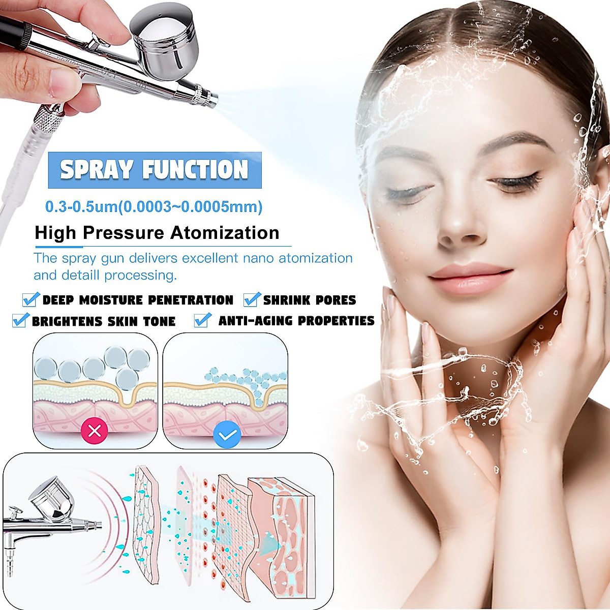 Upgraded 2 IN1 Diamond Microdermabrasion Machine, Beauty Star Professional Diamond Dermabrasion Facial Devices System at Home, Face Pore Cleansing Tool(65-68cmHg Vcuum Suction)