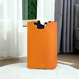 Kigai Laundry Basket Orange Dotted Line Laundry Hamper Portable Collapsible Laundry Baskets Round Dirty Clothes Basket Toy Baskets Storage 50L