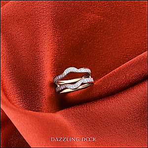 Dazzlingrock Collection 0.34 Carat (ctw) 10K Round Diamond Wedding Enhancer Double Guard Ring 1/3 CT, Yellow Gold, Size 7