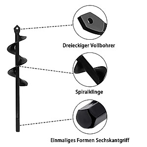 SORANGEUN 1.6"x9" Garden Auger Spiral Drill Bit,Bulb Auger for Cordless Drill,Auger Drill Bit for Planting,Soil Auger for Post Hole Digger,Garden Auger for 3/8” Hex Driver Drill Solid Shaft