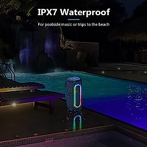 AWEI Loud Bluetooth Speakers, 40W Deep Bass Portable Wireless Speaker, Build-in MIC, IPX7 Waterproof with Dynamic RGB Light, Outdoor Bluetooth Speaker Via Bluetooth 5.3/3.5mm Aux-in/TF Card Connection