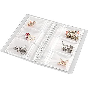 Transparent Jewelry Storage Book, Earring Organizer Book, Anti Oxidation Jewelry Storage, PVC, Anti Tarnish, Resealable (84 Grids +50pcs Jewelry Storage Bag)