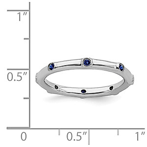 Solid 925 Sterling Silver Stackable Created Sapphire Blue September Gemstone Ring Eternity Band Size 7