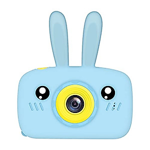 Kids Camera, Rabbit Shape Video LCD Screen Kid Camera, Kids Camera for Girls, USB Data Transfer Kids Digital Camera, Battery Powered Toddler Camera Blue