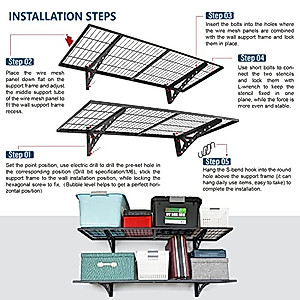 Sanhang 2Pack 1.64x4ft Garage Storage Rack, for Garage, Storage Room Wall Mounted Shelf (Black)