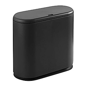 Sfozstra Large Capacity 10L Rectangular Plastic Trash Can with Lid, Trash Can with Removable Liner Bucket,Double Trash Can with Carrying Handle, Trash Can for Bathroom, Kitchen and Office (Black)