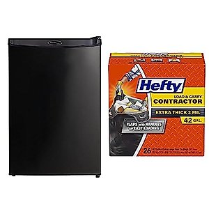 Danby Designer DAR044A4BDD-6 4.4 Cu.Ft. Mini Fridge, Compact Refrigerator for Bedroom, Living Room, Bar, Dorm, Kitchen, Office, E-Star in Black & Hefty Load & Carry Heavy Duty Contractor Large