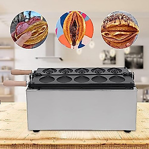 UEIDIHI 5Pcs Abalone Fish Waffle Maker, Commercial Electric Non Stick Strange Shaped Waffle Iron, Abalone Cake Baker Machine for Party Cafe Tea Snack Shop