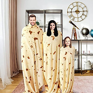 Kimdee Burrito Tortilla Blanket Double Sided 71 inches 280 GSM Cozy Flannel Fabric Novelty Giant Food Throw Blanket for Bed, Couch, Travel, Picnic and Beach for Kids