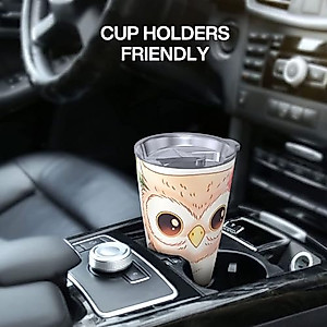 AYCZN Cute Owl Wreath 20 OZ Tumbler Stainless Steel Travel Coffee Mug, Flower Owl Insulated Water Bottle with Lid and Straws Leakproof Thermal Cup