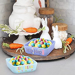 Easter Mini Candy Dish Set of 2 Ceramic Bowl for Tiered Tray Decor Jelly Beans Hip Hop Bunny Easter Egg Table Shelf Decorations Cookie Spring Party Farmhouse Home Decor Housewarming Gift Idea