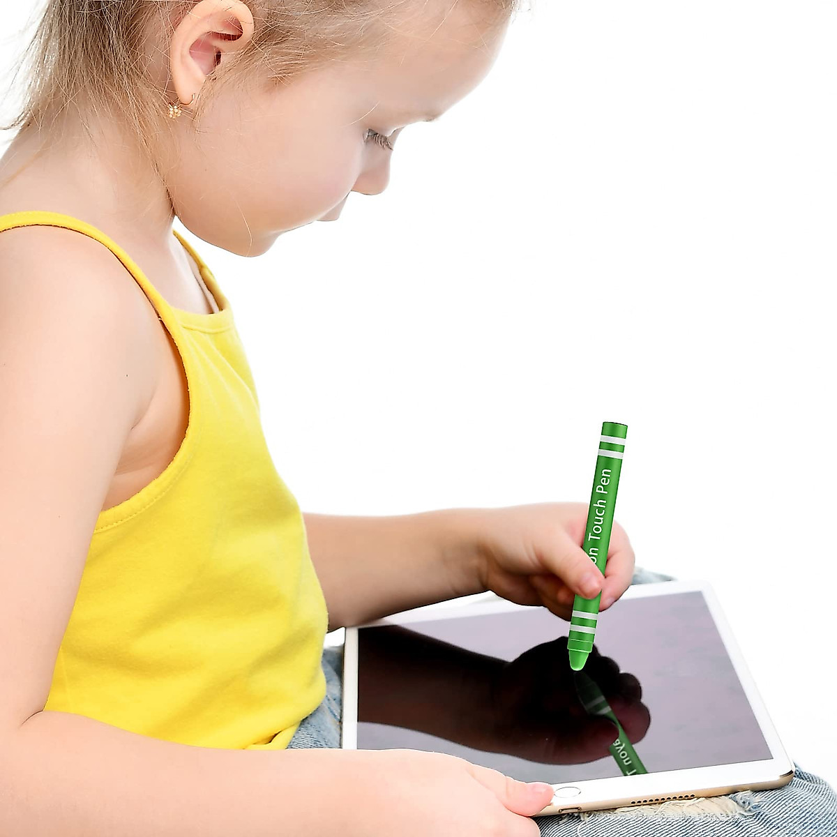 12 Pcs Kids Stylus Pen, Fun Crayon Stylus for Touchscreen Tablets, Kids Edition Tablet Crayon Stylus for Children, Compatible with Smartphones Phone Drawing Anti Scratch