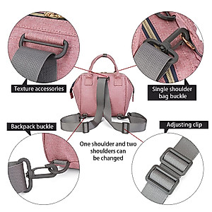 MOMIGO Diaper Bag Backpack- Baby Waterproof Multi-Function Mini Smart Diaper Bag Backpack With Insulation Pocket Baby Messenger for Outdoor & Working Mothers, Small Size (Pink)