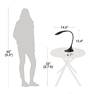 Catalina 19983-000 Modern Adjustable Gooseneck Dimmable LED Desk Lamp, 15.4", Classic Black