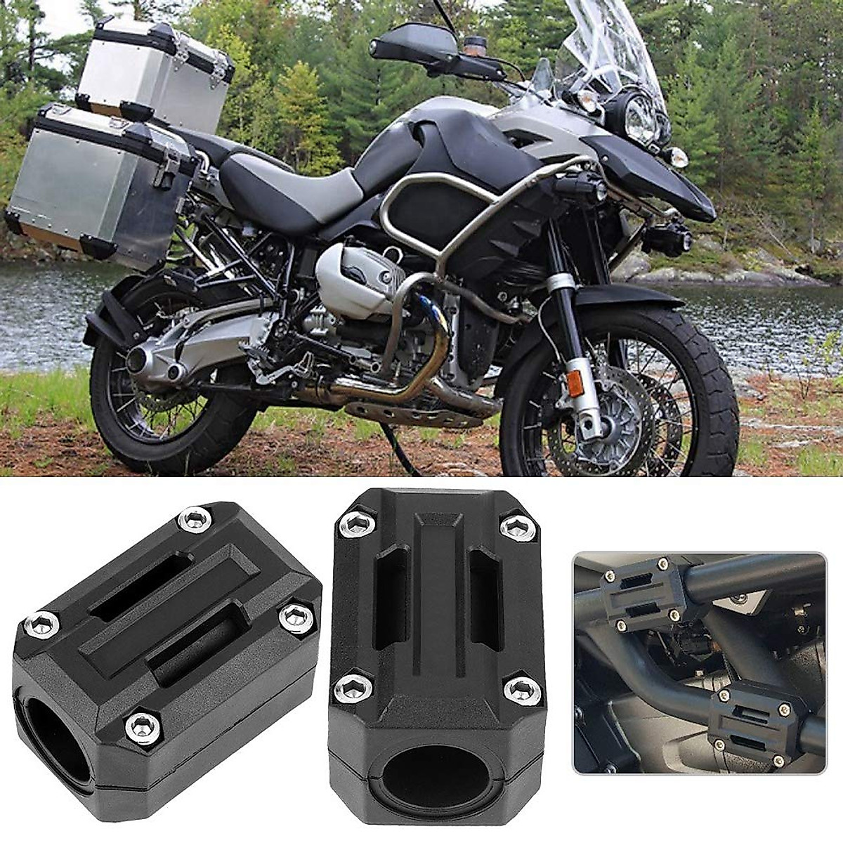 Bumper Block, 3 Pair Motorcycle Engine Guard Block Protection Block,3 C Bar Protectors,3 Universal motorcycle c bar Decor 22 25 28mm Fit For R1200GS R1150GS Decorative