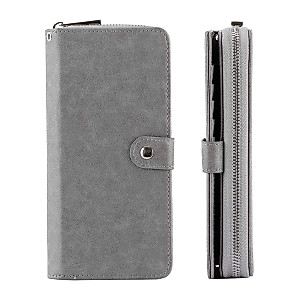 HAWEE Wristlet Wallet Long for Women Multi Card Holder Hand Phone Purse with Strap, Grey