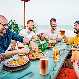 Dyserbuy Glass Cups with Bamboo Lids and Glass Straw 4pcs Set, 16oz Drinking Glasses, Beer Iced Coffee Glasses, Tumbler Cup, Ideal for Smoothie, Boba Tea, Whiskey, Water