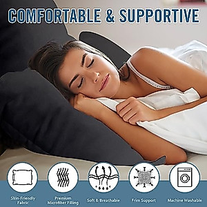 HIMOON Bed Pillows for Sleeping King Size 2 Pack，Cooling Hotel Quality Down Alternative Pillows for Side Back and Stomach Sleepers（Black