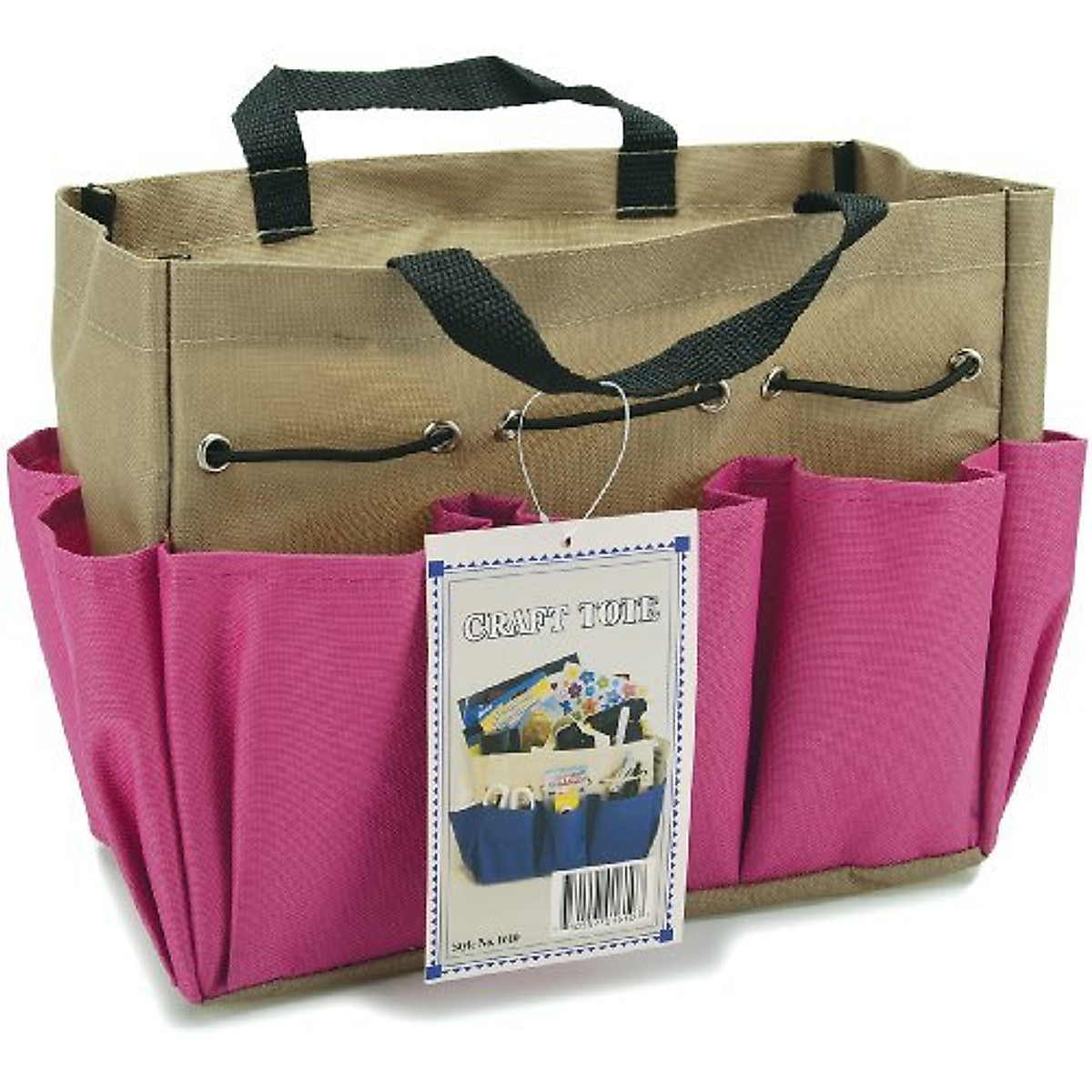 Allary Project Tote 9-1/2 Inch by 8-1/2 Inch by 5 Inch, Pink/Khaki by Allary