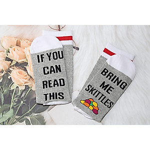 POFULL Foodie Gift Snacks Lover Gift If You Can Read This Bring Me A Snack Novely Socks For Women Girls (BRING ME SKITTLES Socks)
