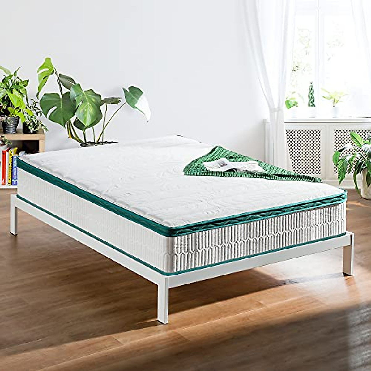 Oleesleep 13 Inch Dual Layered Gel Hybrid Memory Foam Mattress, CertiPUR-US Certified, Green, King