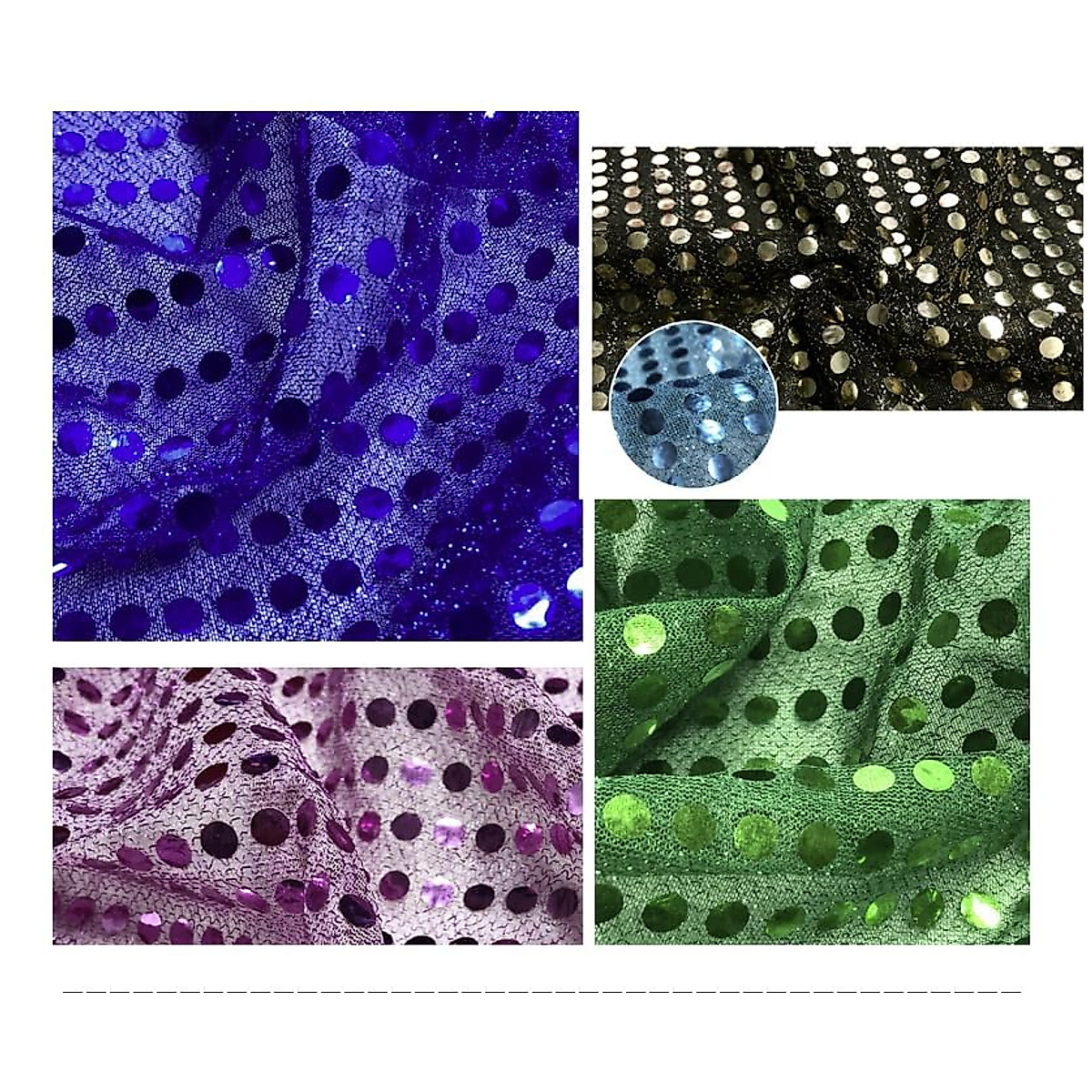 YYCRAFT Dot Sequins On Metallic Mesh Fabric by The Yard Seasonal Fabric 43" Wide 2 Yards, Decoration, Backdrop-Orange