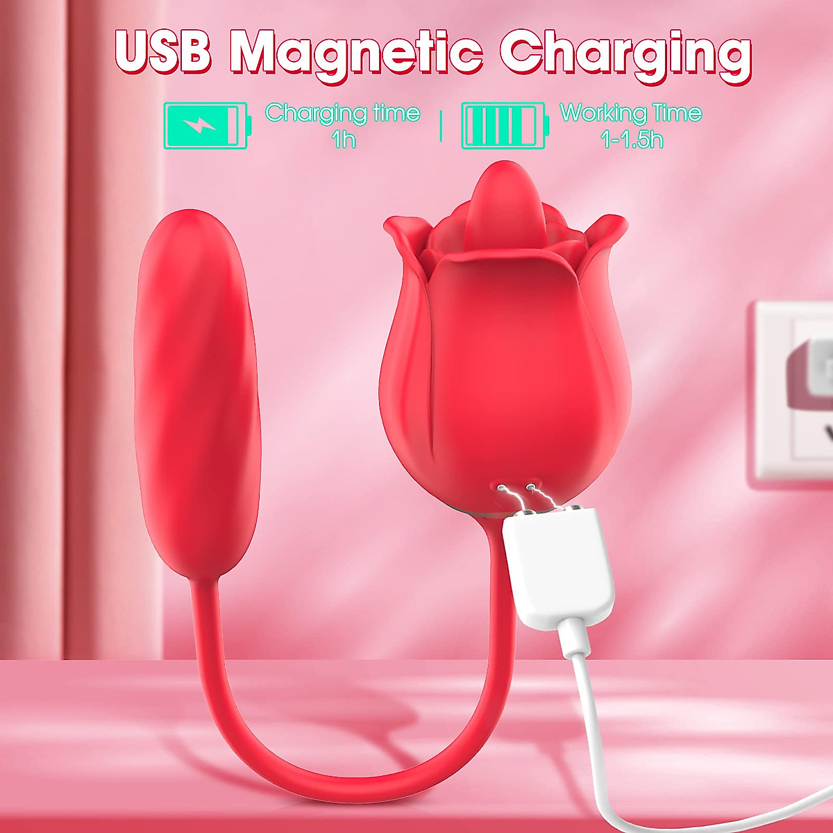 G Spot Vibrator Rose Sex Toys for Women - 3IN1 Thrusting Vibrator 9 Licking Tongue Rose Vibrators, Clitoral Stimulator Dildo Sex Sexual Stimulation Device Adult Sex Toys & Games for Women Couples