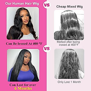 DACHIC 210% Density 13x4 HD 30 Inch Lace Front Wigs Human Hair Pre Plucked Straight Human Hair Wigs for Black Women Glueless Frontal Wigs Human Hair Pre Plucked Free Part with Baby Hair