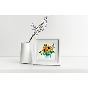 Sunflowers Arrangement in Vase, Quilled Card, Quilling Card 3D,Unique Dedicated Handmade, Design Greeting Card for Birthday, Valentine's Day, Mothers Day, Spring, Fathers Day, All Occasion,6"x6"