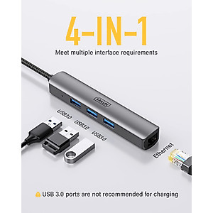USB C to Ethernet Adapter, SAILLIN USB C Hub with RJ45 Gigabit and 3 USB 3.0 Ports, Thunderbolt 3 Multiport Adapter Hub 4 in 1 for MacBook Pro/Air, iPad Pro, iMac, Dell XPS, Surface Pro, Chromebook