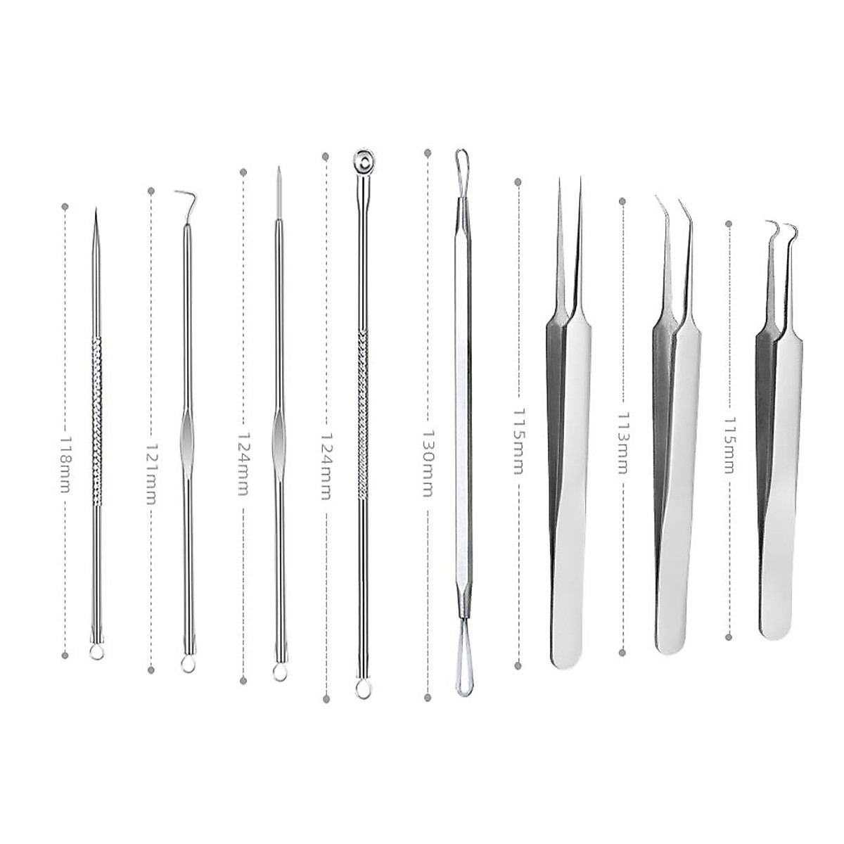 Pinkiou Blackhead Removers Comedone Pimple Popper Tool Acne Extractors Blemish Remover Ingrown Hair Tweezers Removal Kit Whitehead Remover Zit Treatment Skincare Tools for Face Nose, 8-in-1