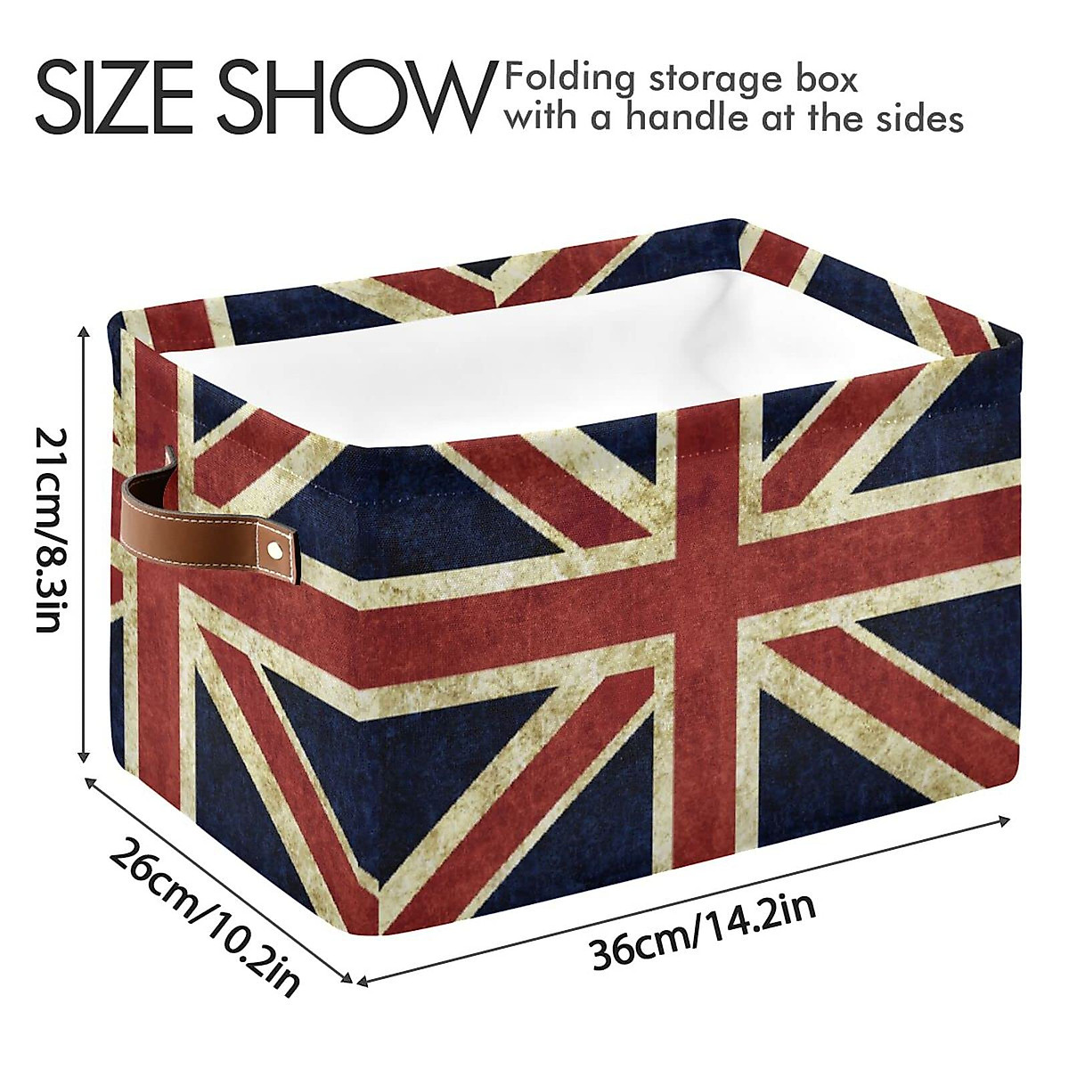ALAZA Old Union Jack Fashion Foldable Storage Box Storage Basket Organizer Bins with Handles for Shelf Closet Living Room Bedroom Home Office 2 Pack